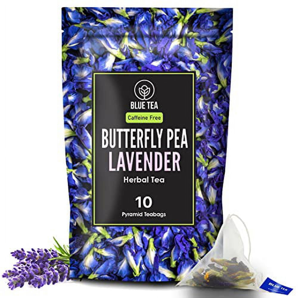 BLUE TEA - Butterfly Pea Flower Lavender Herbal Tea - 10 Tea Bags ...