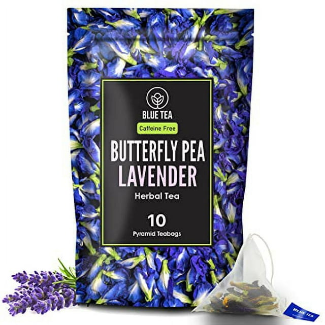 BLUE TEA - Butterfly Pea Flower Lavender Herbal Tea - 10 Tea Bags ...