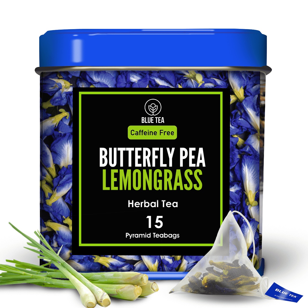 BLUE TEA - Organic Butterfly Pea & Lemongrass, 15 Tea Bags, Non GMO ...