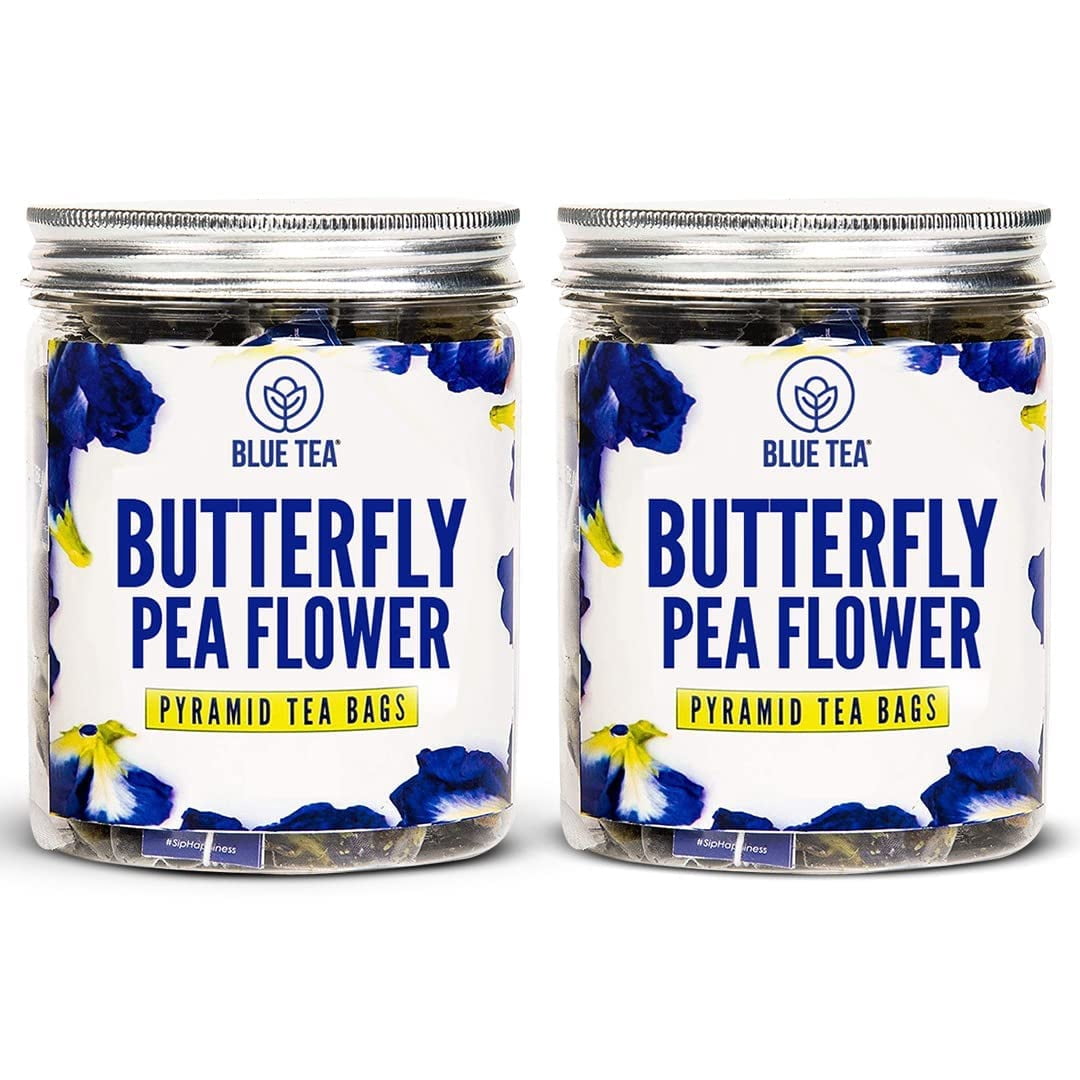BLUE TEA Butterfly Pea Flower, 60 Pyramid Bags (Pack of 2), Vegan ...