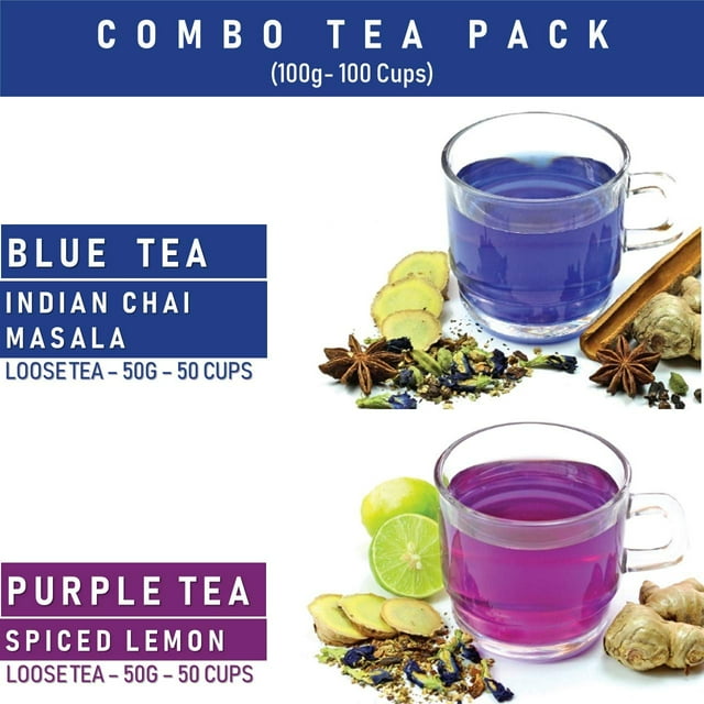 BLUE TEA - Combo Pack - Blue Tea Indian Chai Masala & Purple Tea Spiced ...