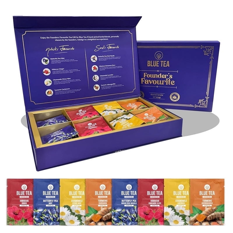 BLUE TEA - Founder’s Favourite Assorted Gift Set | 40 Count - Pyramid ...