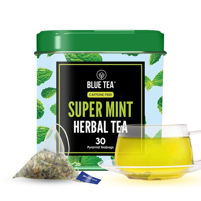 BLUE TEA - Super Mint Tea - 30 Count - Pyramid Plant Based Tea Bag ...