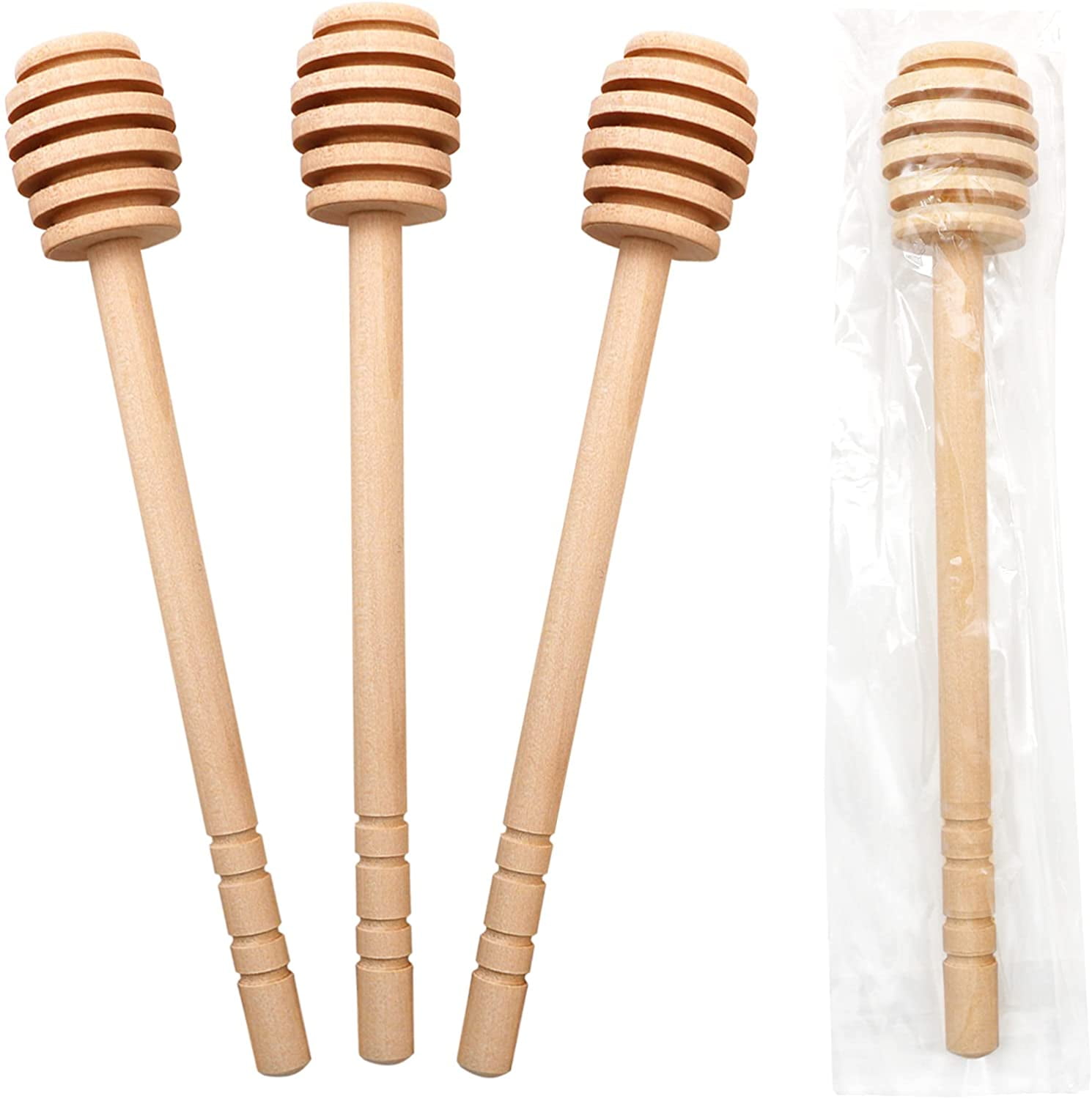 BLUE TOP 20PCS Wooden Honey Dipper Stick 6 Inch Individually wrapped ...