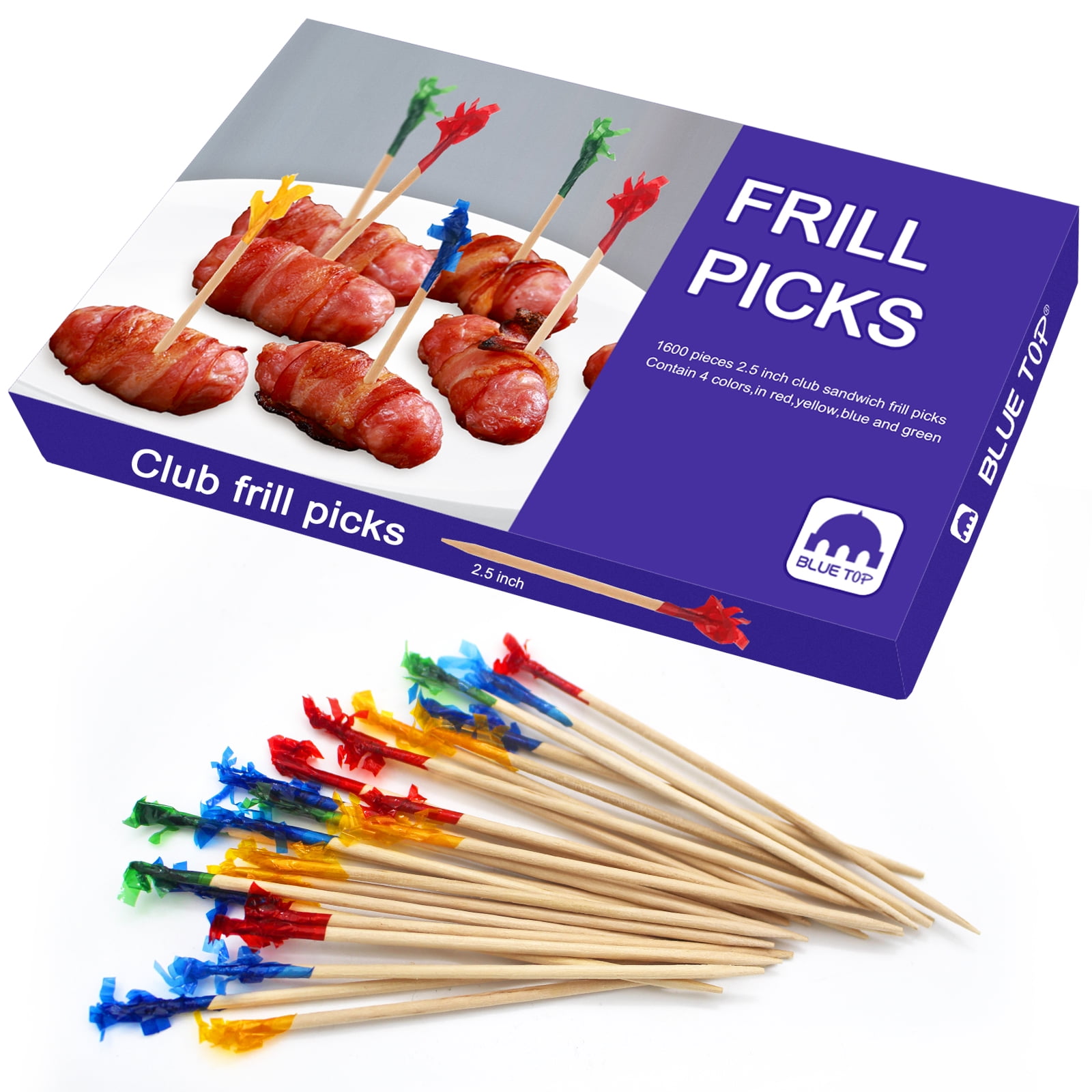 BLUE TOP Wood Frill Picks Toothpicks 2.5 Inch Pack 1600,Cocktail Party ...