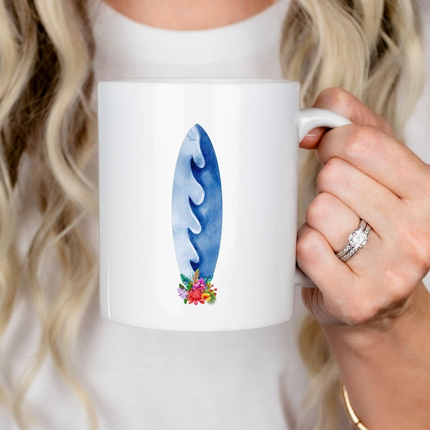 BLUE WAVE SURFB1OARD Beachy Vibes White Ceramic Mug - Walmart.com
