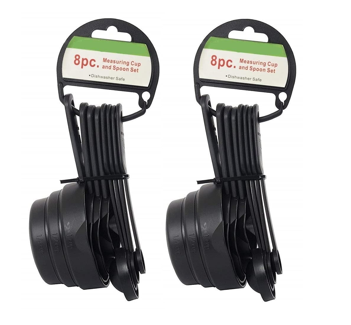 BLUE WONDER Plastic Black Measuring Cups 8 Pcs Set and Multicolour Pack ...