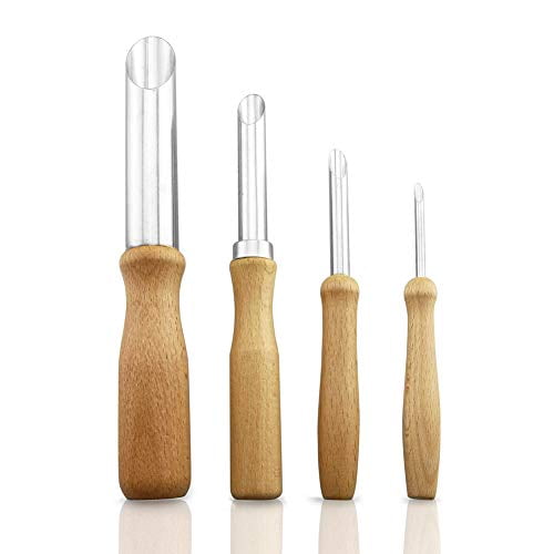 BLUECELL Pack of 4 Stainless Steel and Wood Circular Clay Hole Cutters ...