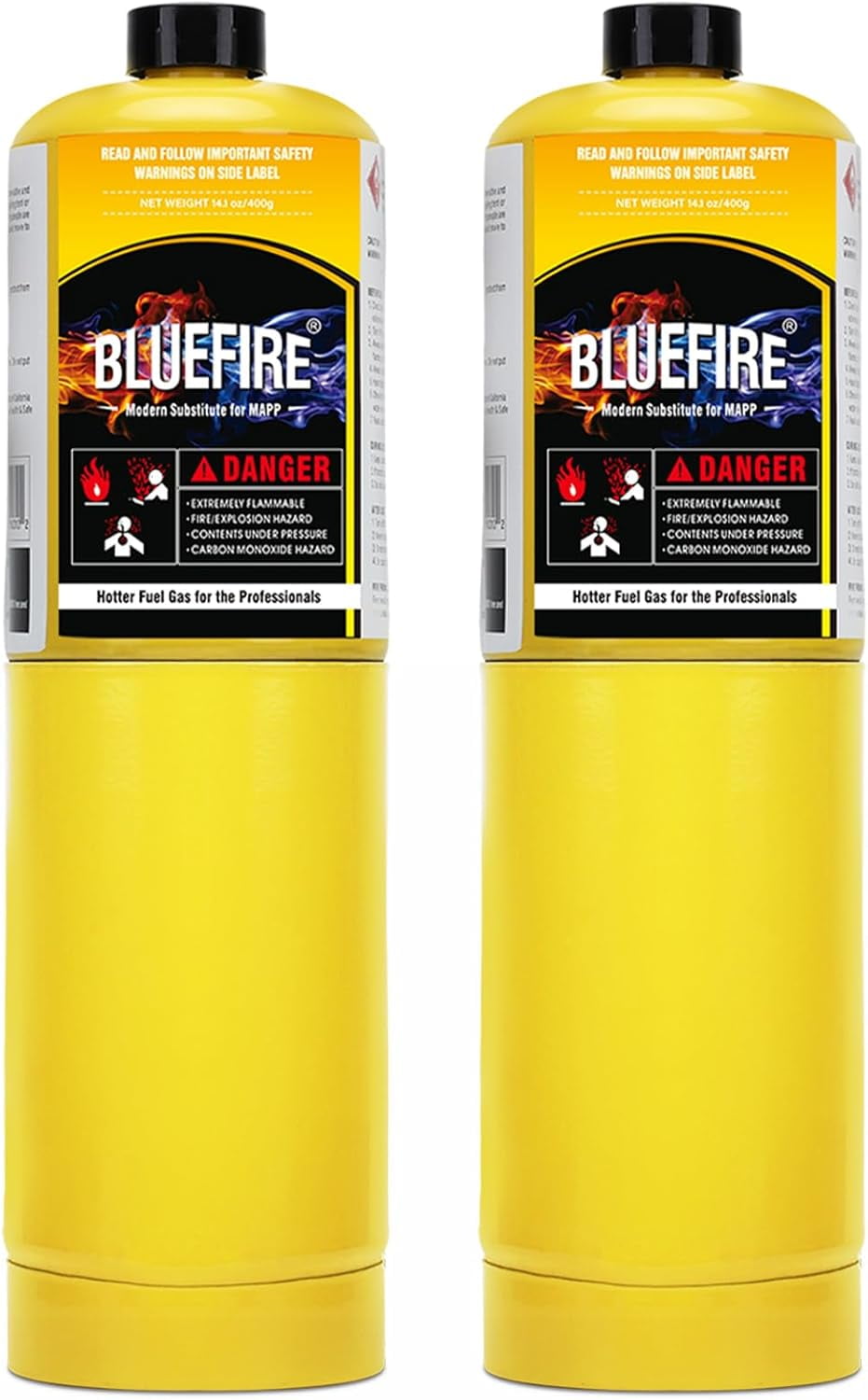 BLUEFIRE Modern MAPP Gas Cylinder, 14.1 oz, 99.9% High Purity Propylene ...