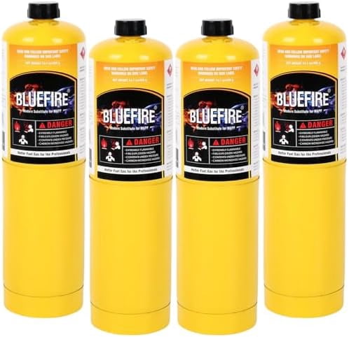 BLUEFIRE Modern MAPP Gas Cylinder, 14.1 oz, 99.9% High Purity Propylene ...