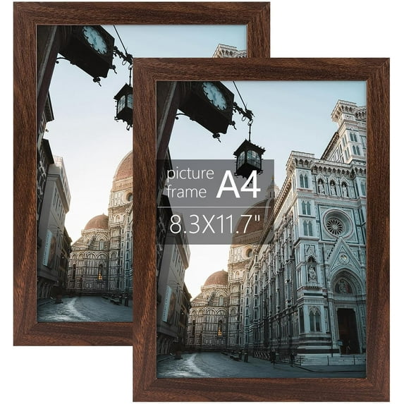 BLUEHOME-US, A4 Picture Frame with Plexiglass, Engineered Wood 8.3 x 11.7 inch Frame ...