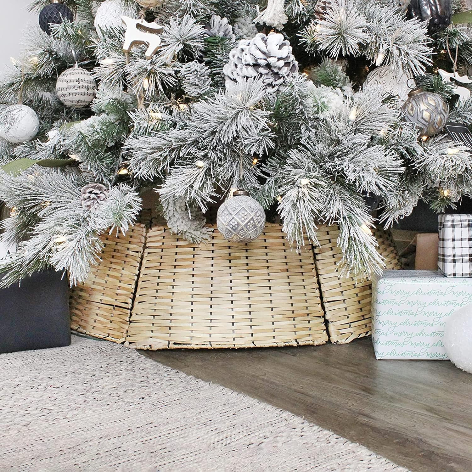 BLUEHOME-US Wicker Christmas Tree Collar (Natural, 29-Inch), Real Wood ...