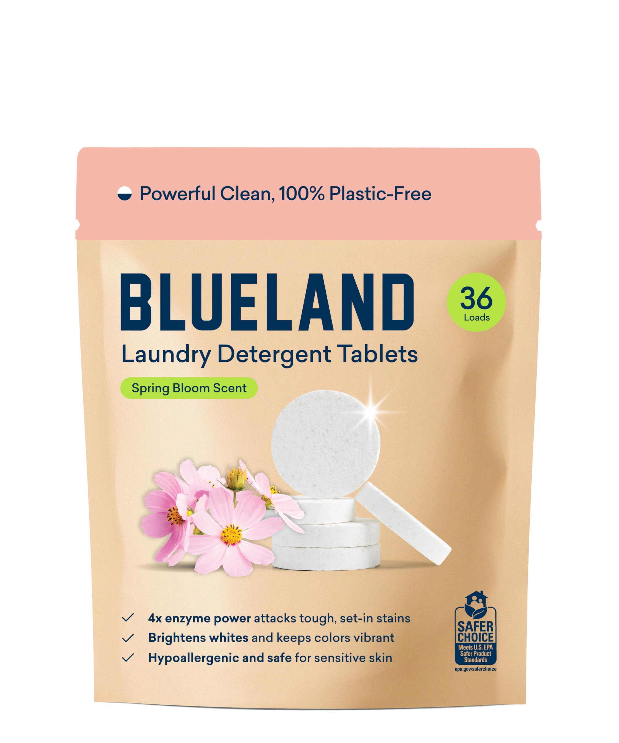 BLUELAND Laundry Detergent Tablets, 36 Count, Spring Bloom Scent ...