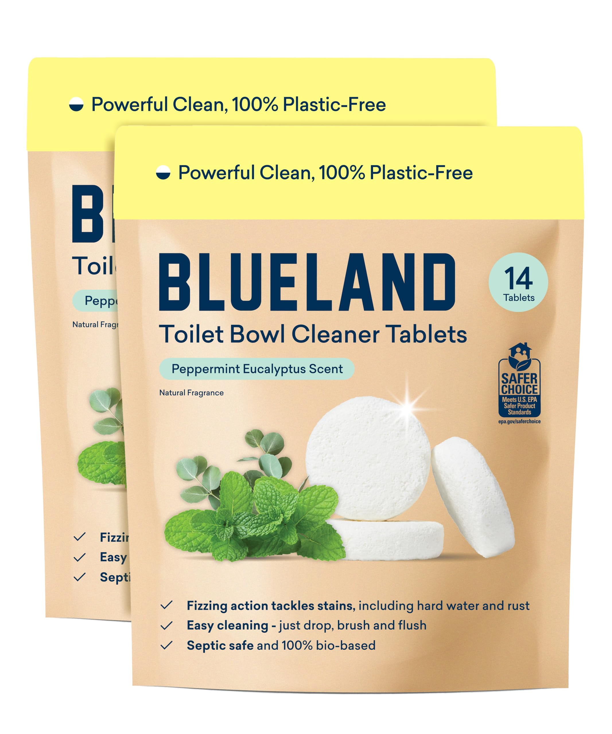 BLUELAND Toilet Bowl Cleaner Tablets, 2-Pack, 28 Count, Peppermint ...