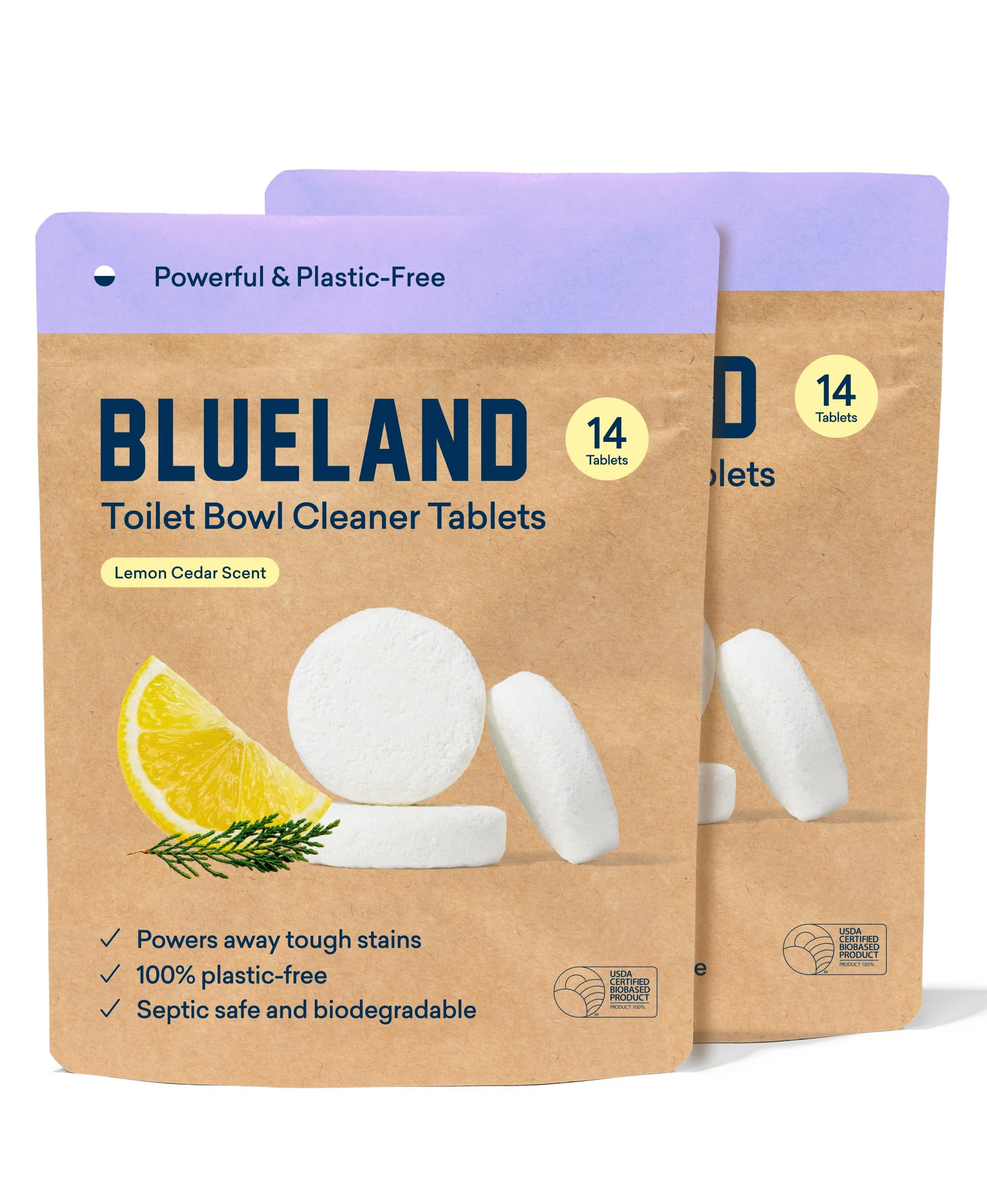 BLUELAND Toilet Bowl Cleaner Tablets, 28 Count, Lemon Cedar, Plastic ...