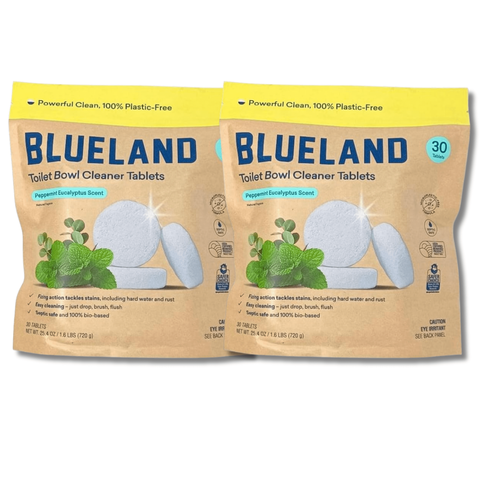 BLUELAND Toilet Bowl Cleaner Tablets, Peppermint Eucalyptus Scent, 60 ...