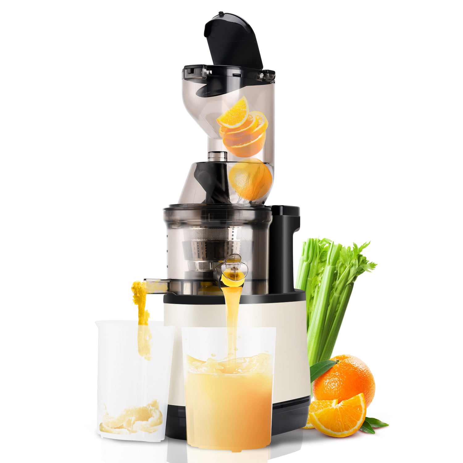 BLUELK Electric Juice Maker, 500W Cold Press, Large Feed Chute, Pulp ...