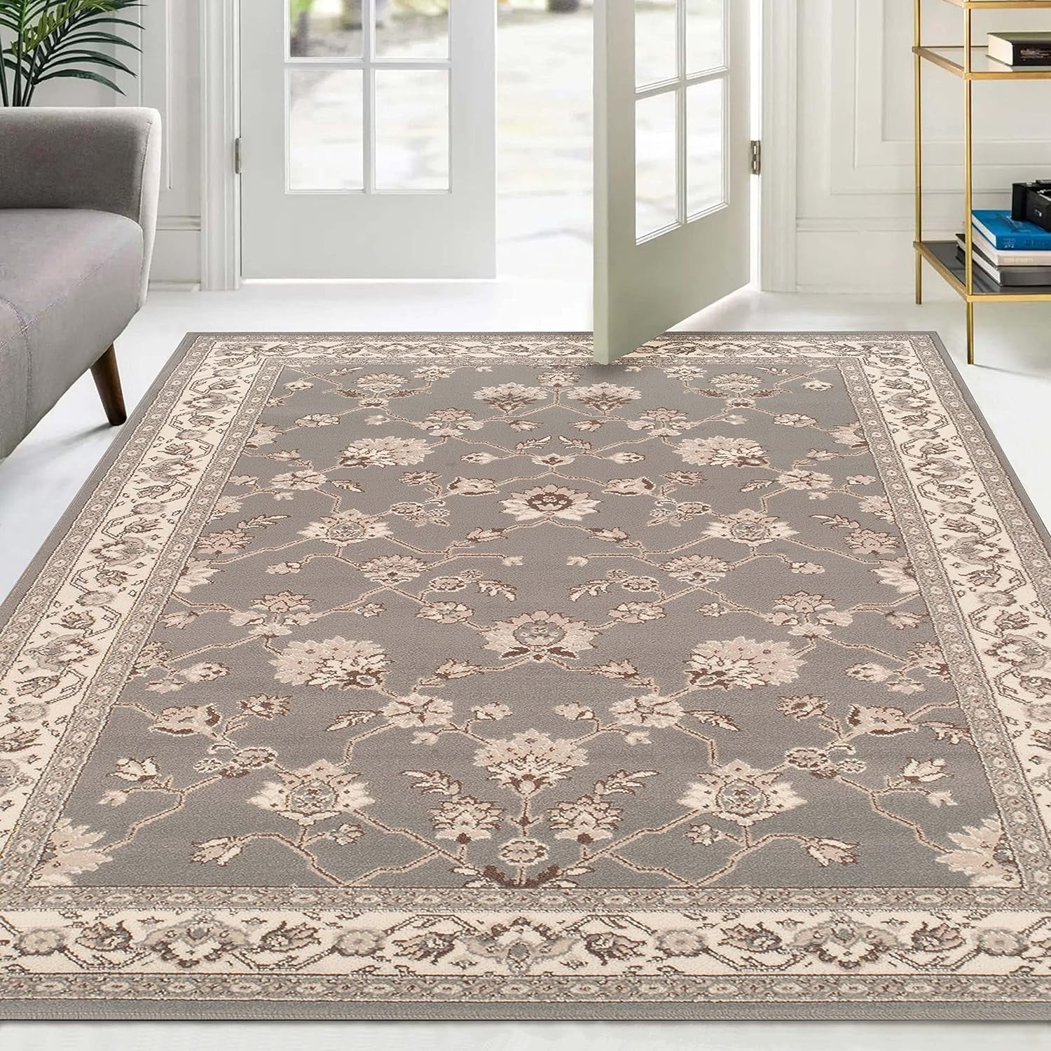 BLUENILEMILLS Shalimar Indoor Area Rug, Floral Trellis Pattern ...