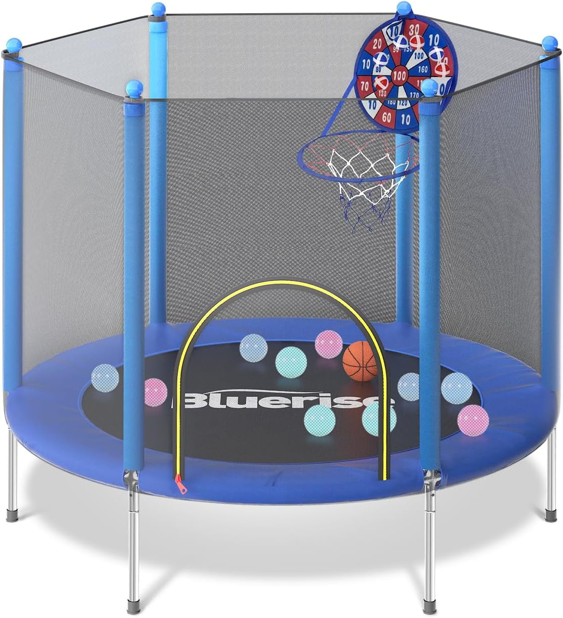 BLUERISE Trampoline 55IN 6FT Toddler Trampoline for Kids Indoor Outdoor ...