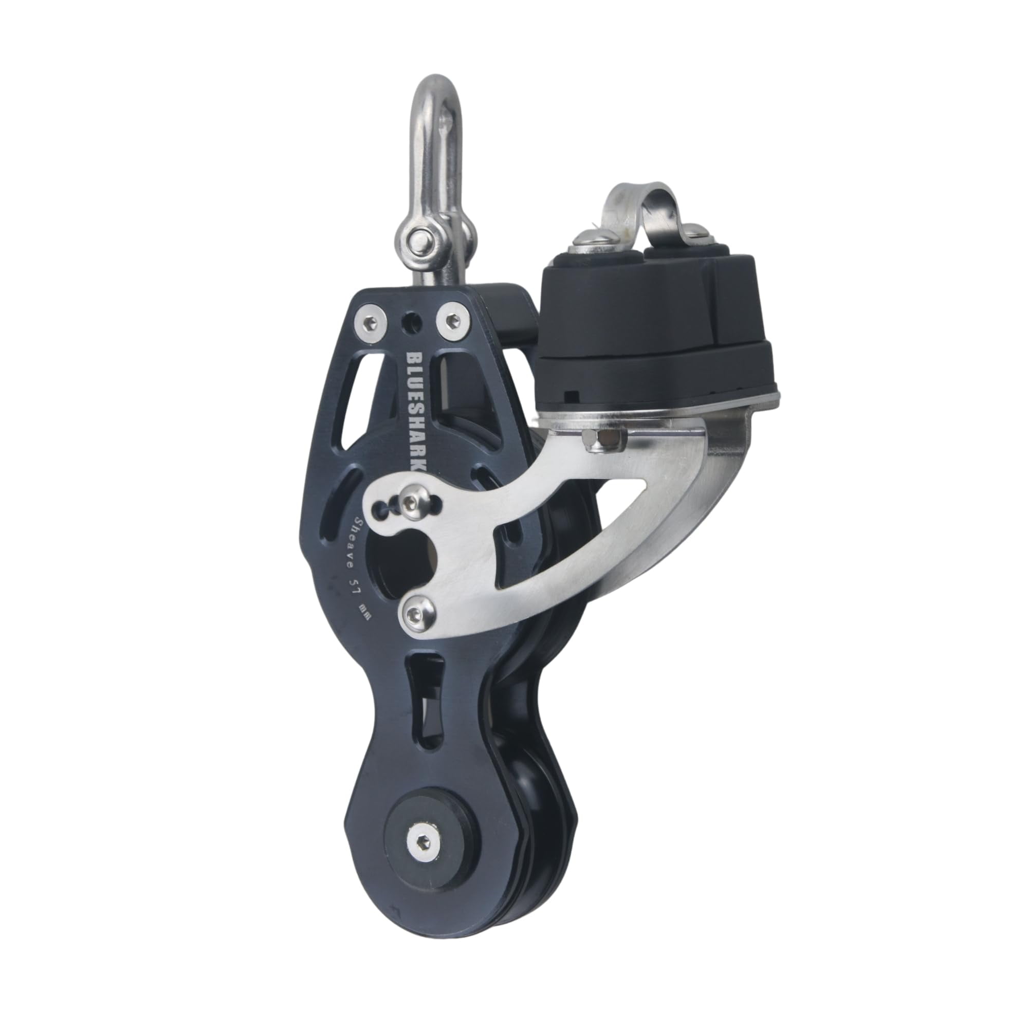 BLUESHARK 57mm Swivel Fiddle Sailing Block with Adjustable Aluminum Cam ...