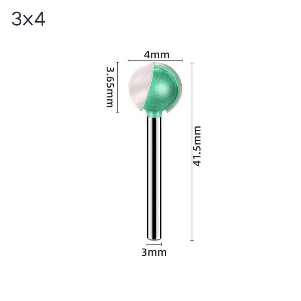 BLUESON 3Mm Shank Ball Nose Round Carving Bit Router Bit Milling Cutter ...