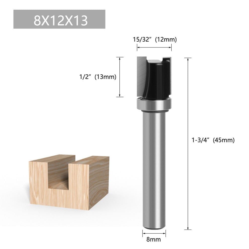 BLUESON 8Mm Shank Flush Trim Router Bit Pattern Bit Wood Milling Cutter Woodworking - Walmart.com