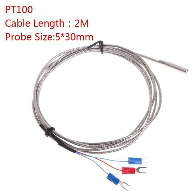 BLUESON RTD PT100 Temperature Sensor Stainless Steel Thermocouple with 2m 3 Cable Wires ...