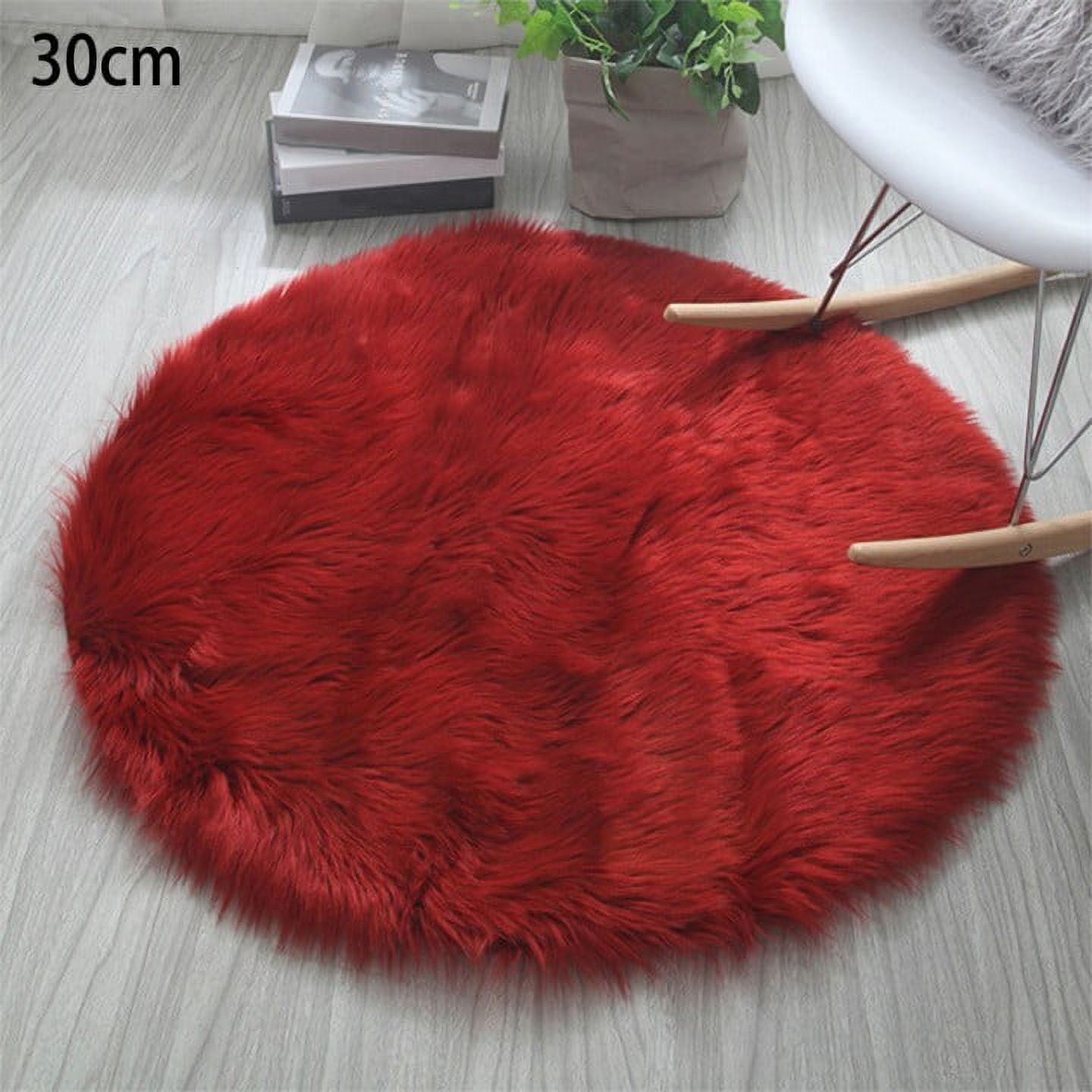 BLUESON Round Soft Faux Sheepskin Fur Area Rugs Faux Fur Rug Bedside ...
