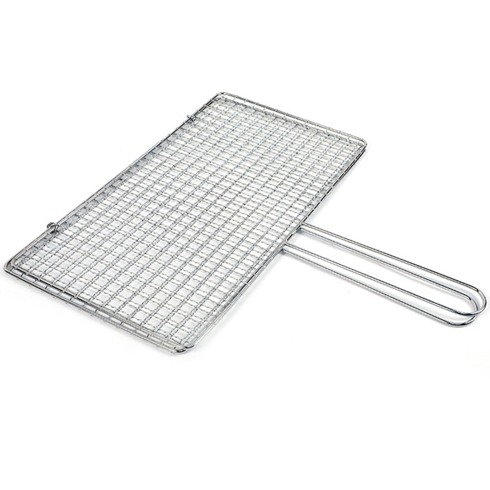 BLUESON Stainless Steel Bbq Grid Net Meat Fish Net with Handle Grilling ...