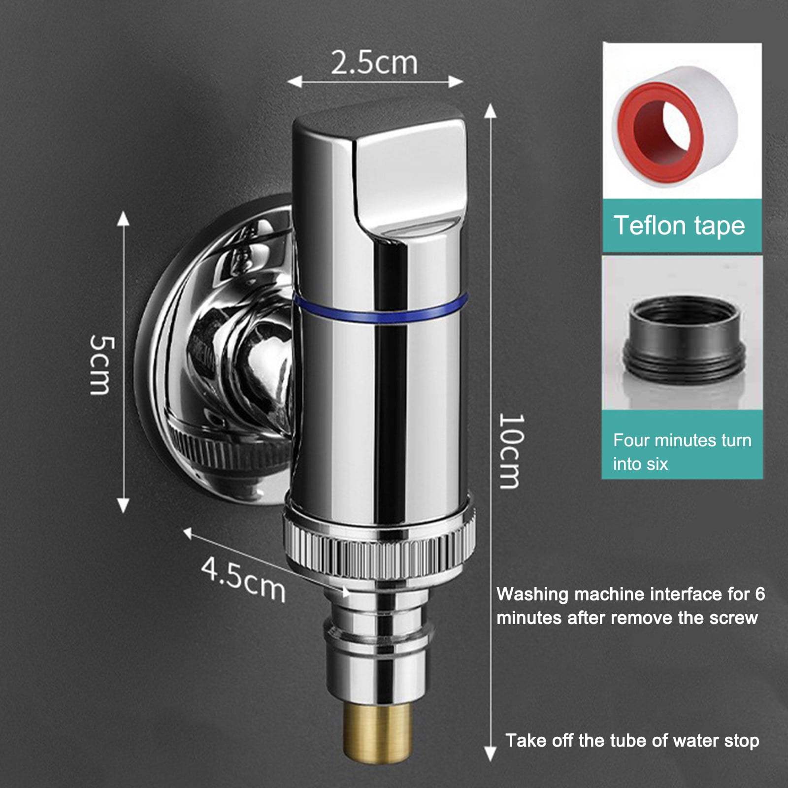 BLUESON Washing Machine Faucet Brass Water Stop Quick Opening Angle ...