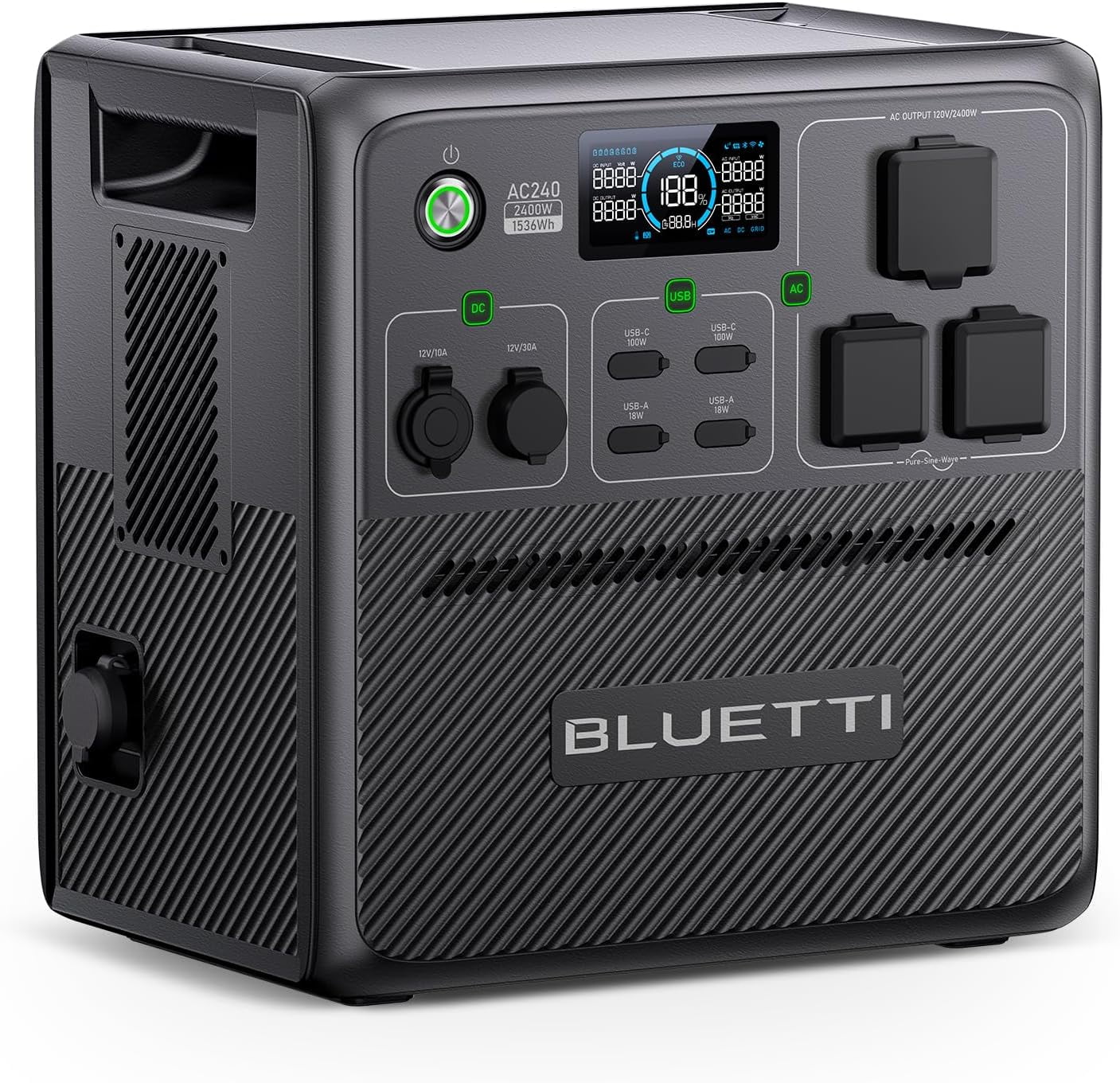 BLUETTI AC240 Portable Power Station, 1536Wh/2400W Solar Generator ...