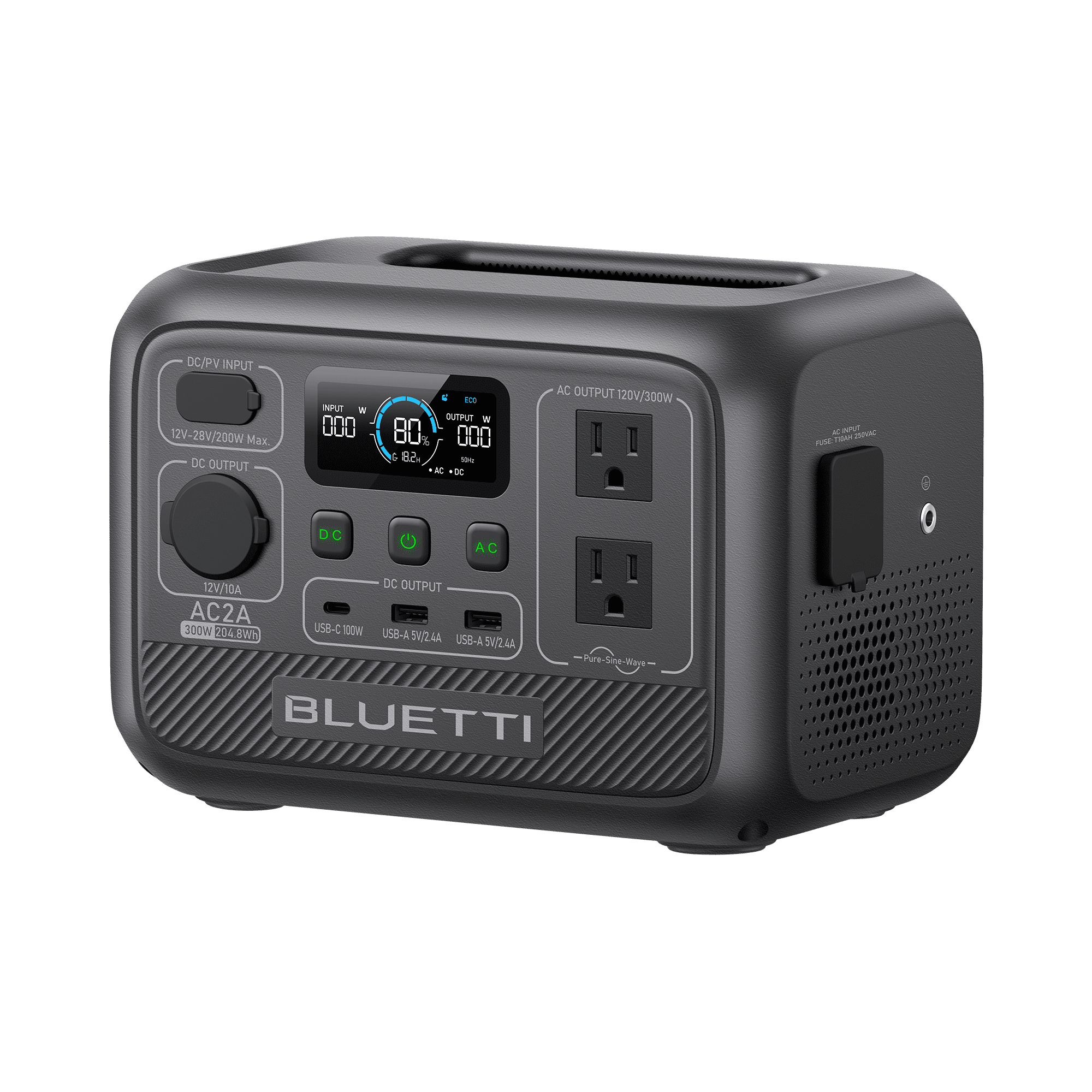 BLUETTI AC2A Portable Solar Generator, 204.8Wh Power Station, 300W Rated, Fast Recharge ...