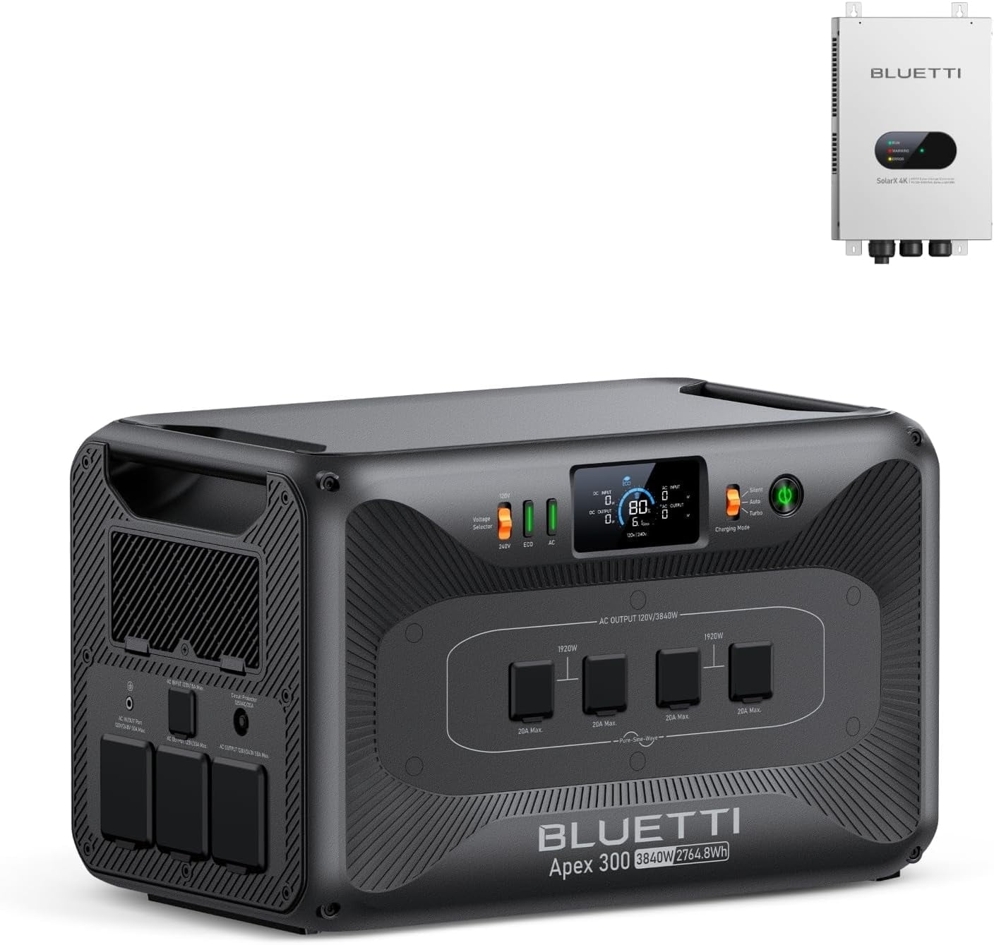 BLUETTI Apex 300 Solar Generator with SolarX 4K, 2764Wh LFP Battery Backup, 3840W AC Outlets ...
