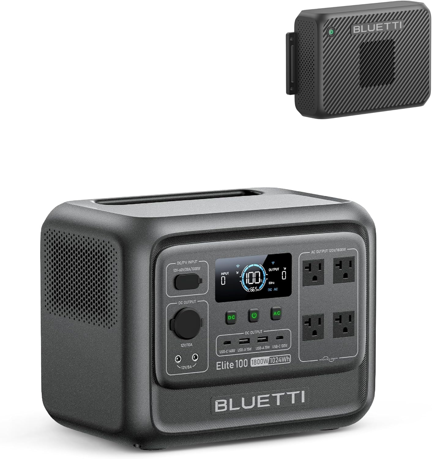 BLUETTI Elite 100 V2 Portable Power Station &Charger 2 (Ships Separately), 1024Wh LFP Battery ...