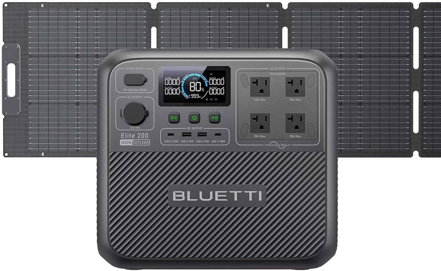 BLUETTI Elite 200 V2 Solar Generator, 2073.6Wh Power Station w/ 200W ...
