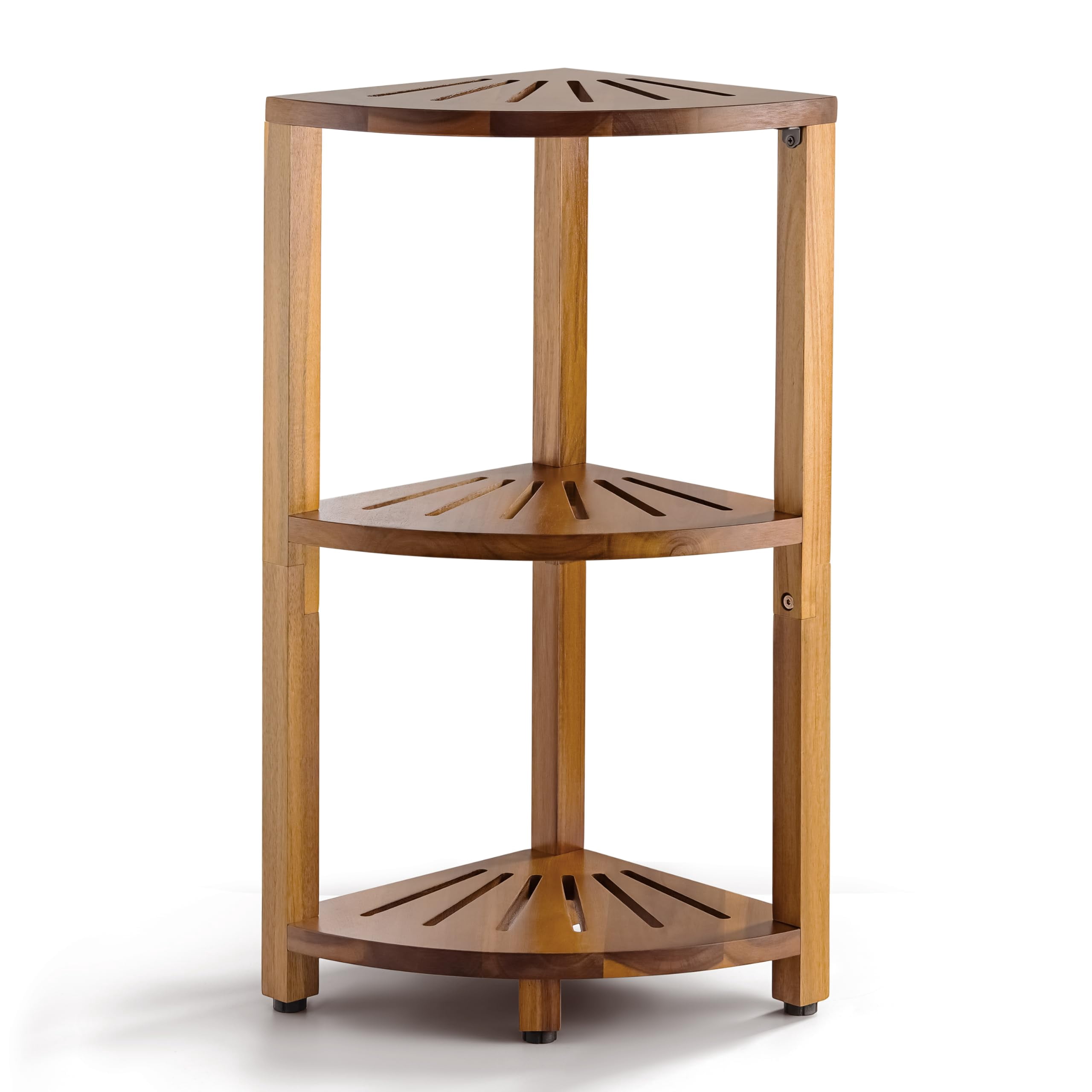 BLUEWEST 3-Tier Corner Shower Caddy Stand, Wood Shower Organizer ...