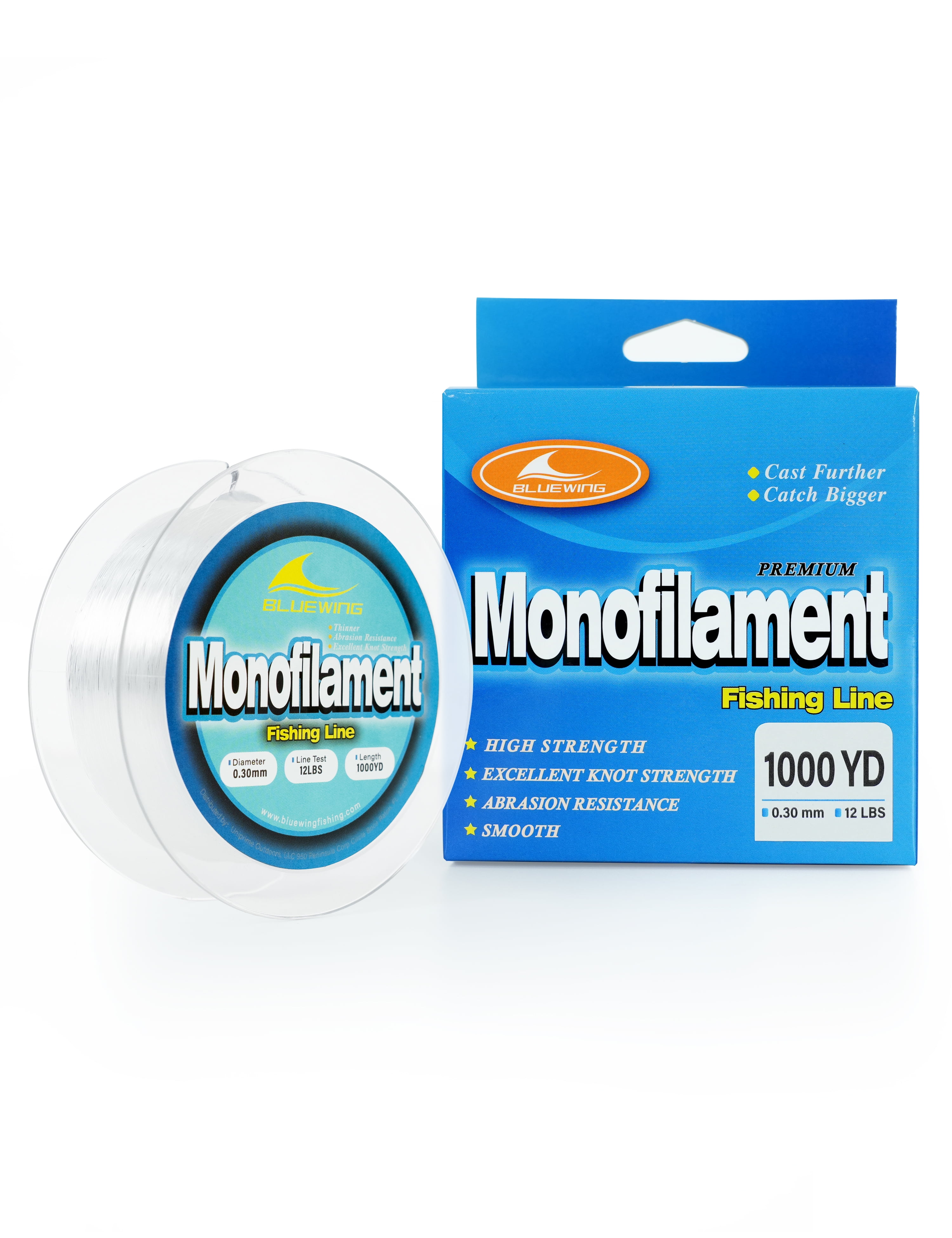 BLUEWING 1000 yd Monofilament Fishing Line 1000 Yard Spool Invisible ...