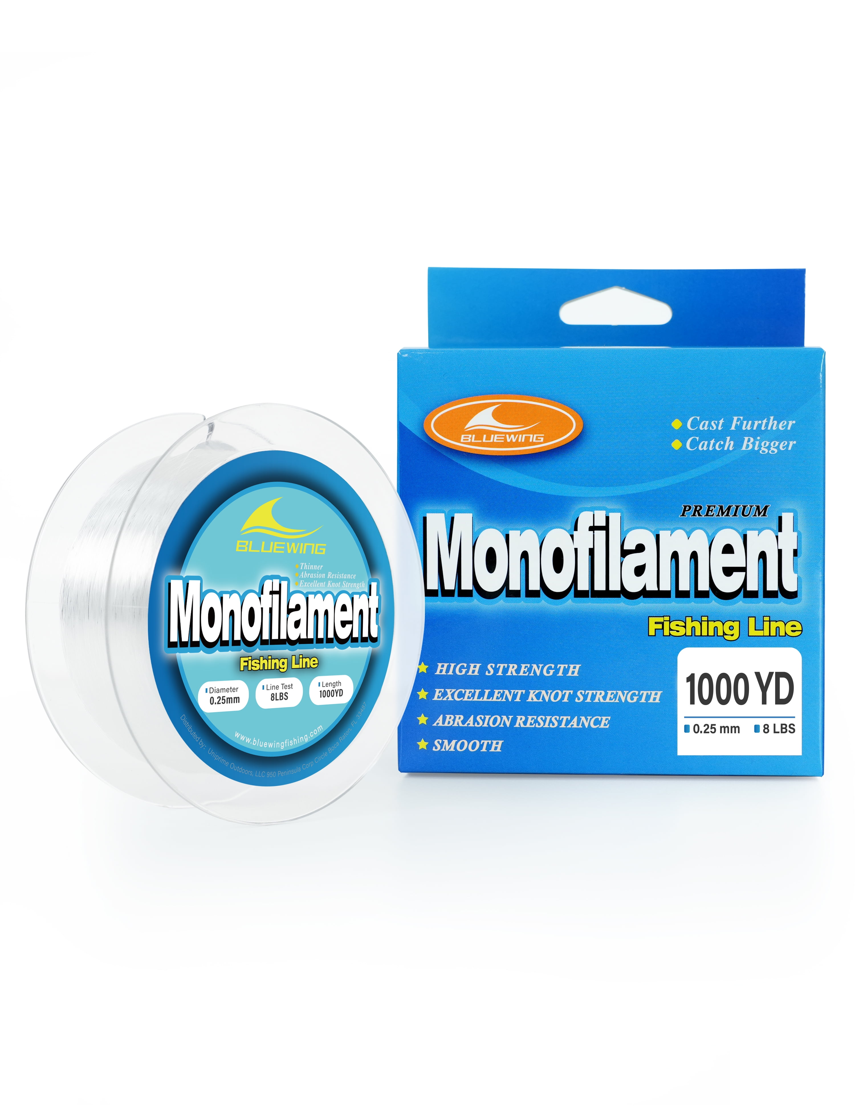 BLUEWING 1000 yd Monofilament Fishing Line 1000 Yard Spool Invisible ...