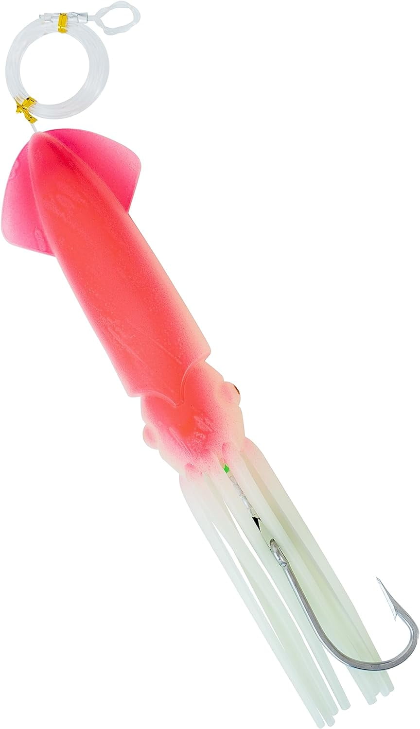 BLUEWING 12in Lighted Glow Squid Lure 1pc LED Saltwater Fishing Lure Soft Squids Baits with 9/0 ...