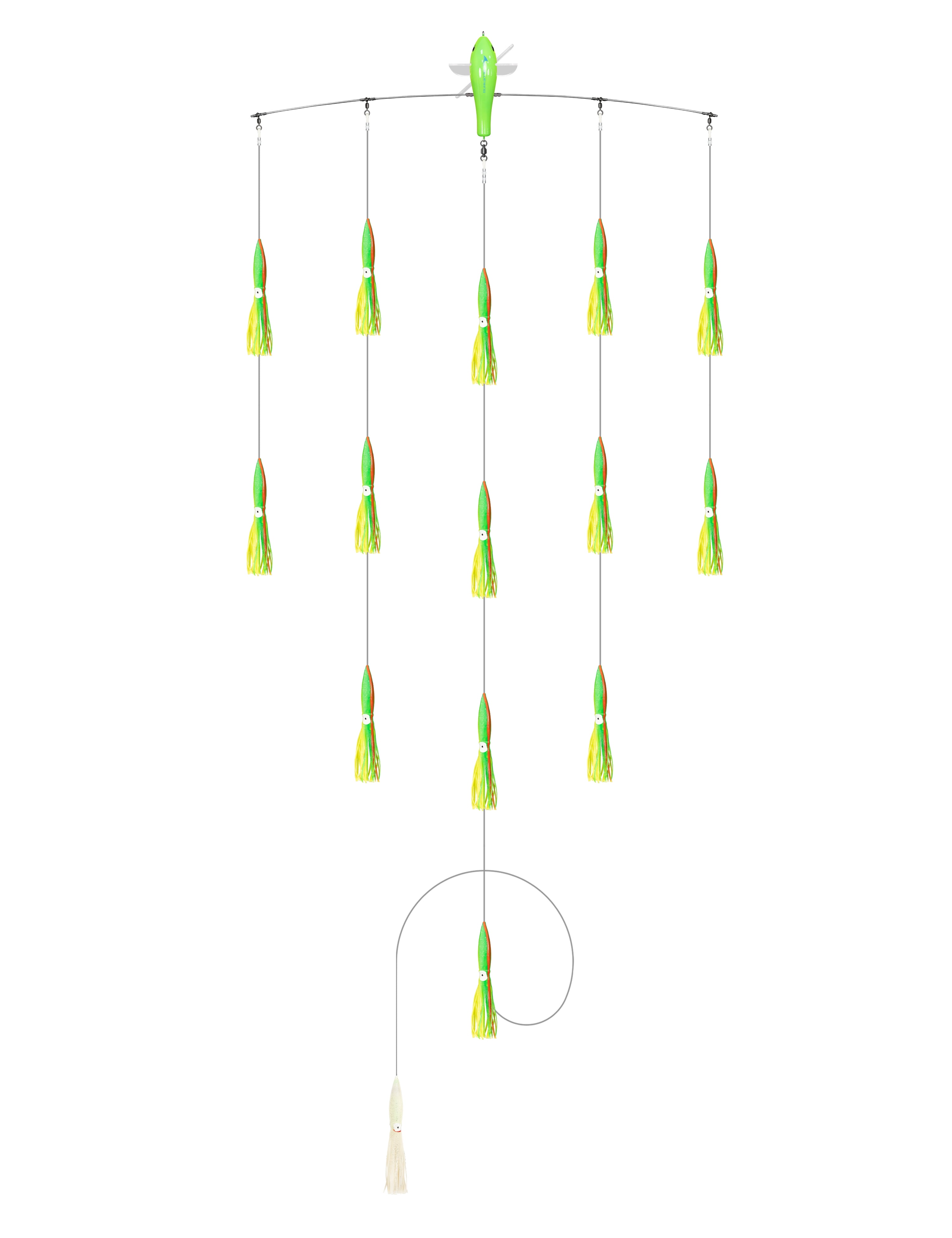 BLUEWING 36in Fishing Spreader Bar Starboard Walker Baits Bulb Squids ...