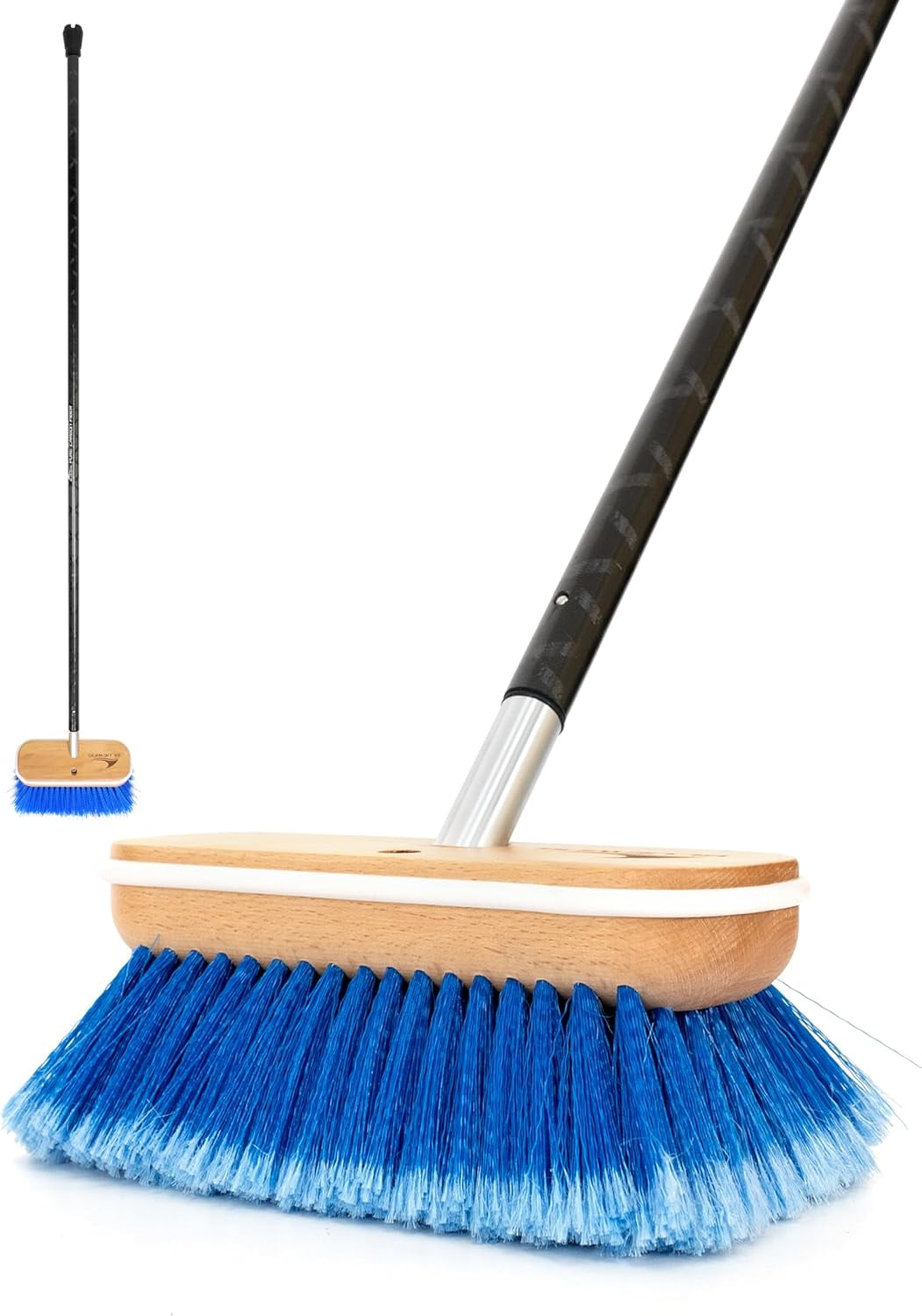 BLUEWING 4ft Heavy Duty Deck Brush Boat Brush with Carbon Fiber Long ...