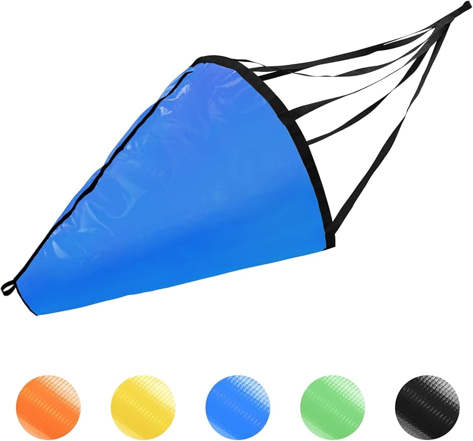 BLUEWING 62" Drift Sock Sea Anchor 5.2ft Blue Parachute Drift Anchor ...