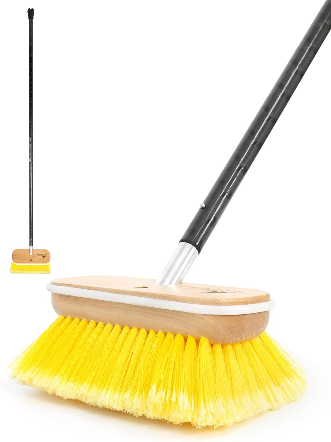 BLUEWING 6ft Heavy Duty Deck Brush Boat Brush with Carbon Fiber Long ...