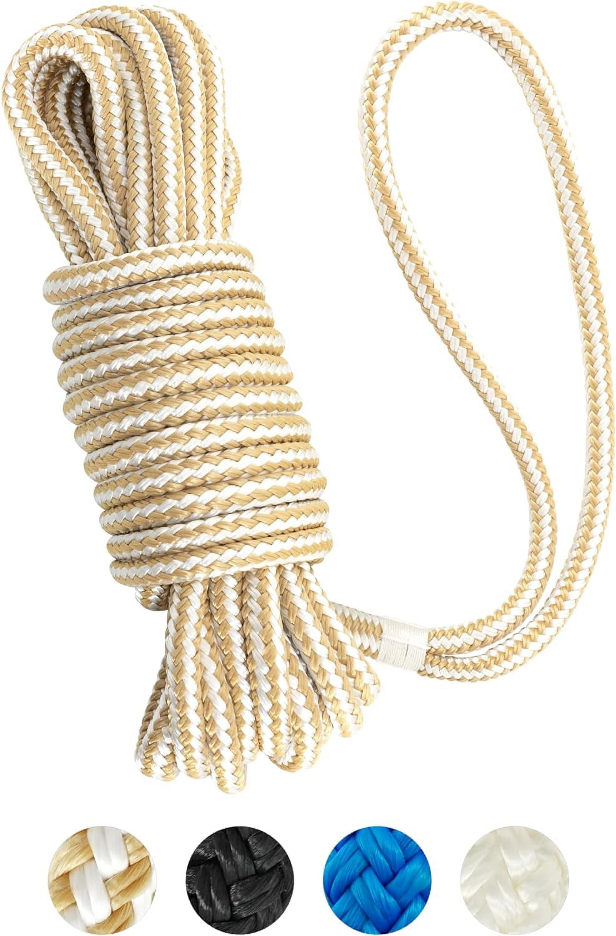 BLUEWING Double Braided Nylon Dock Lines with 12" Loop 25ft Boat Rope 1 ...