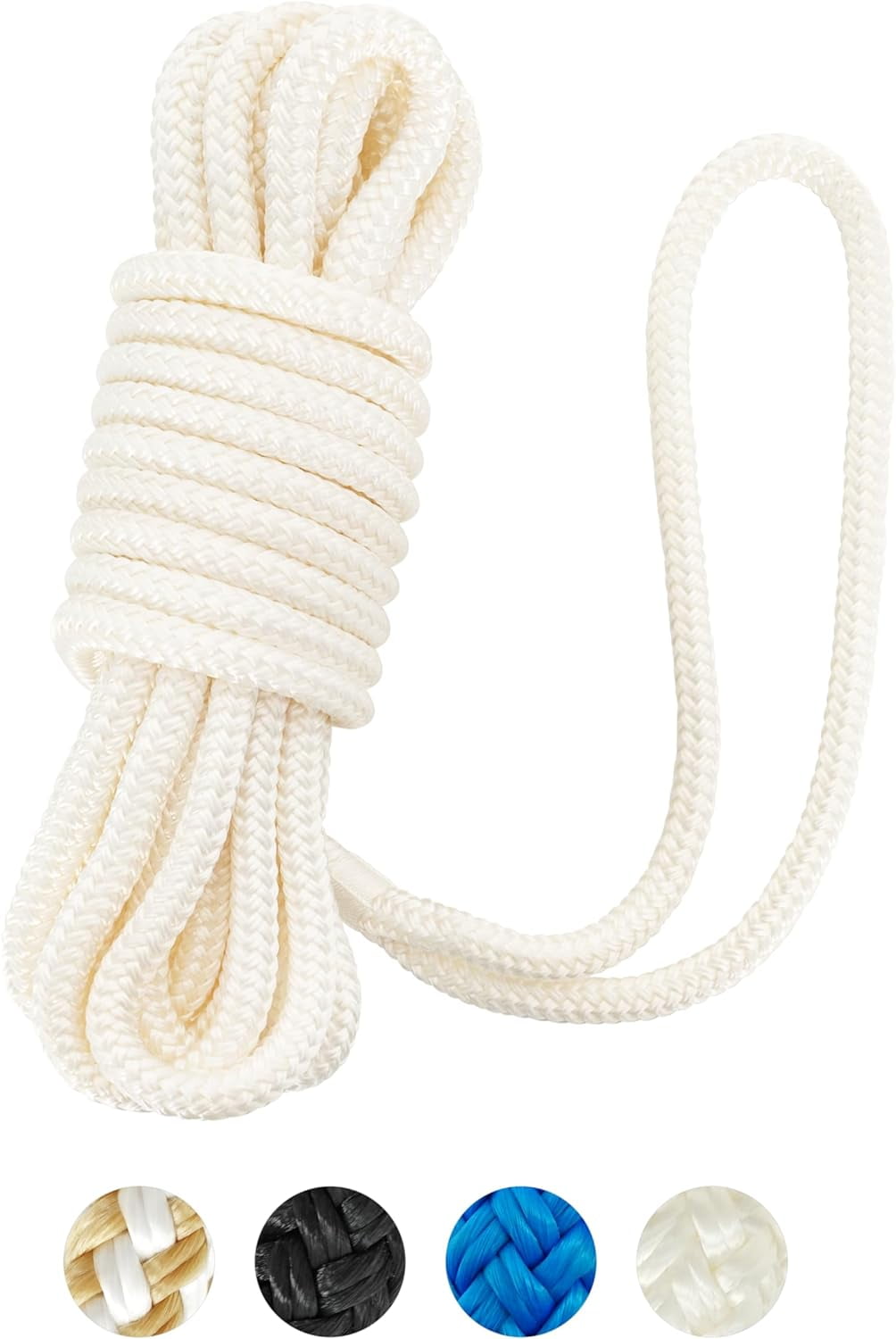 Blue Wing Double Braided Nylon Dock Lines, 12" Loop, 25ft, 3/8" 10mm ...