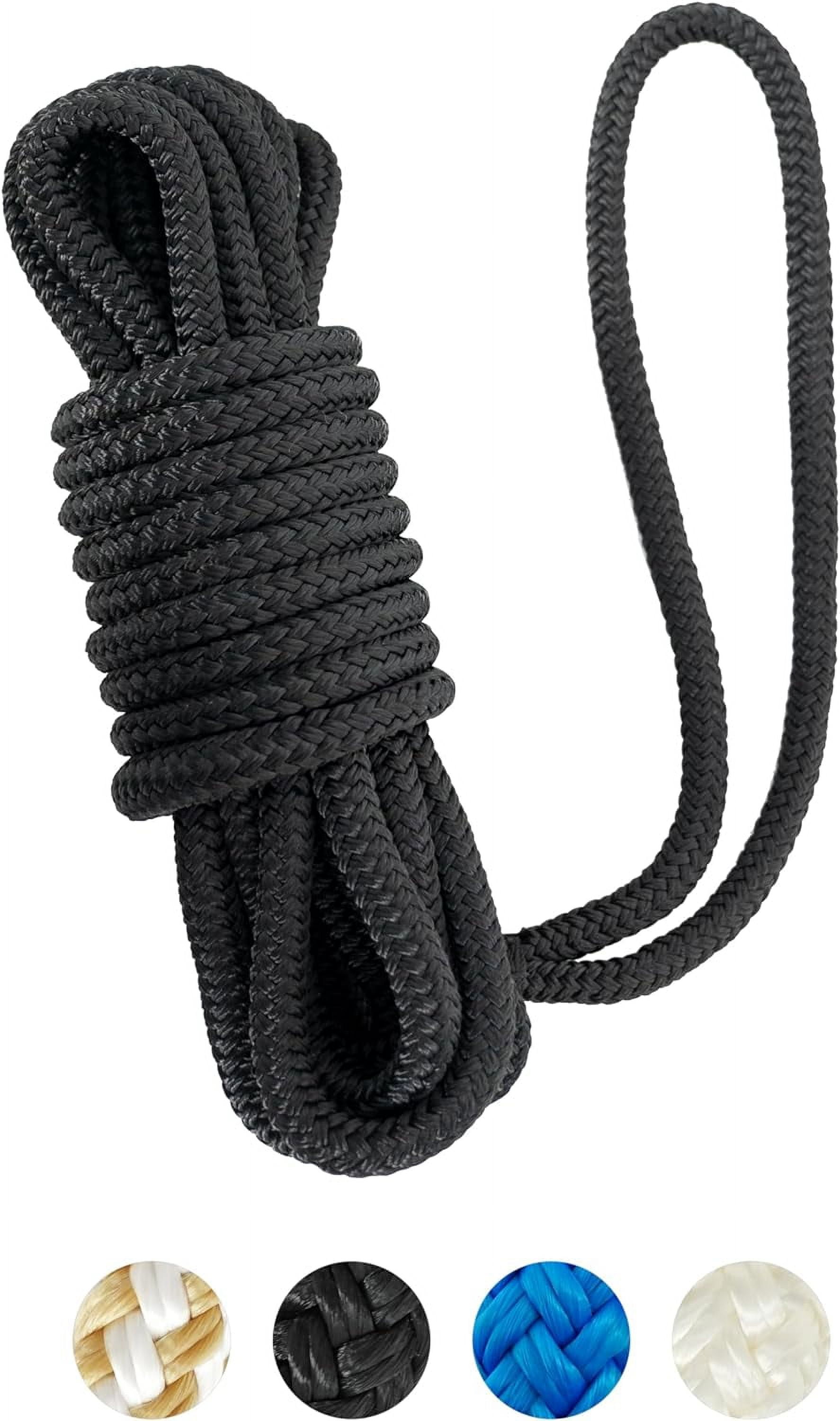 BLUEWING Double Braided Nylon Dock Lines with 15" Loop 25ft Boat Rope 5 ...
