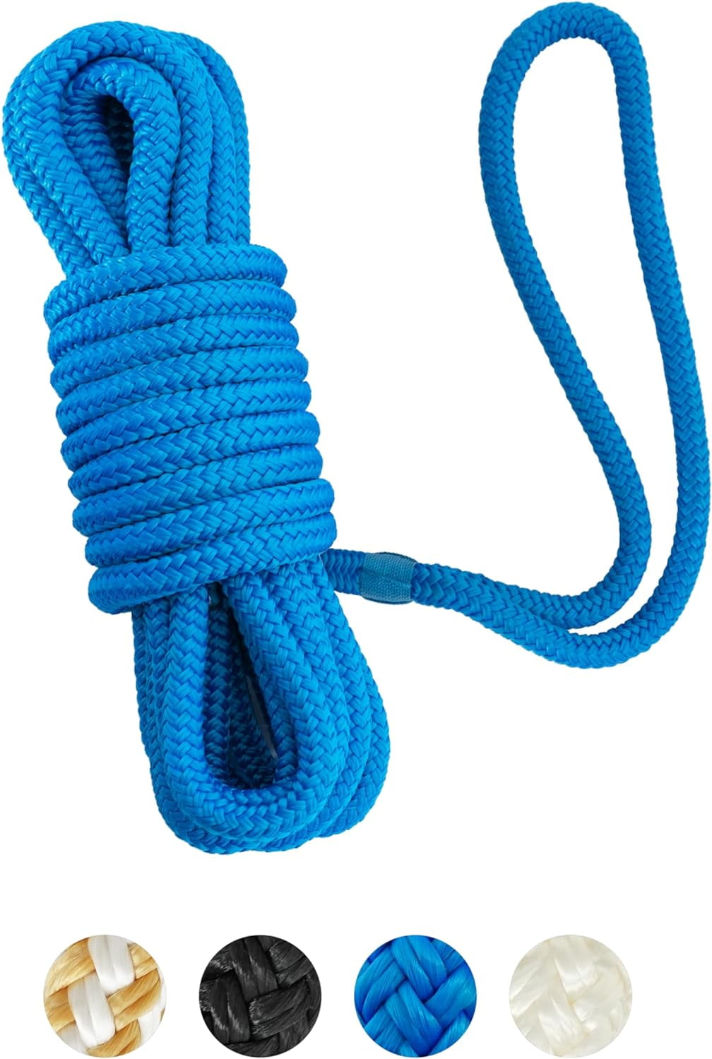 BLUEWING Double Braided Nylon Dock Lines with 15" Loop 25ft Boat Rope 5 ...