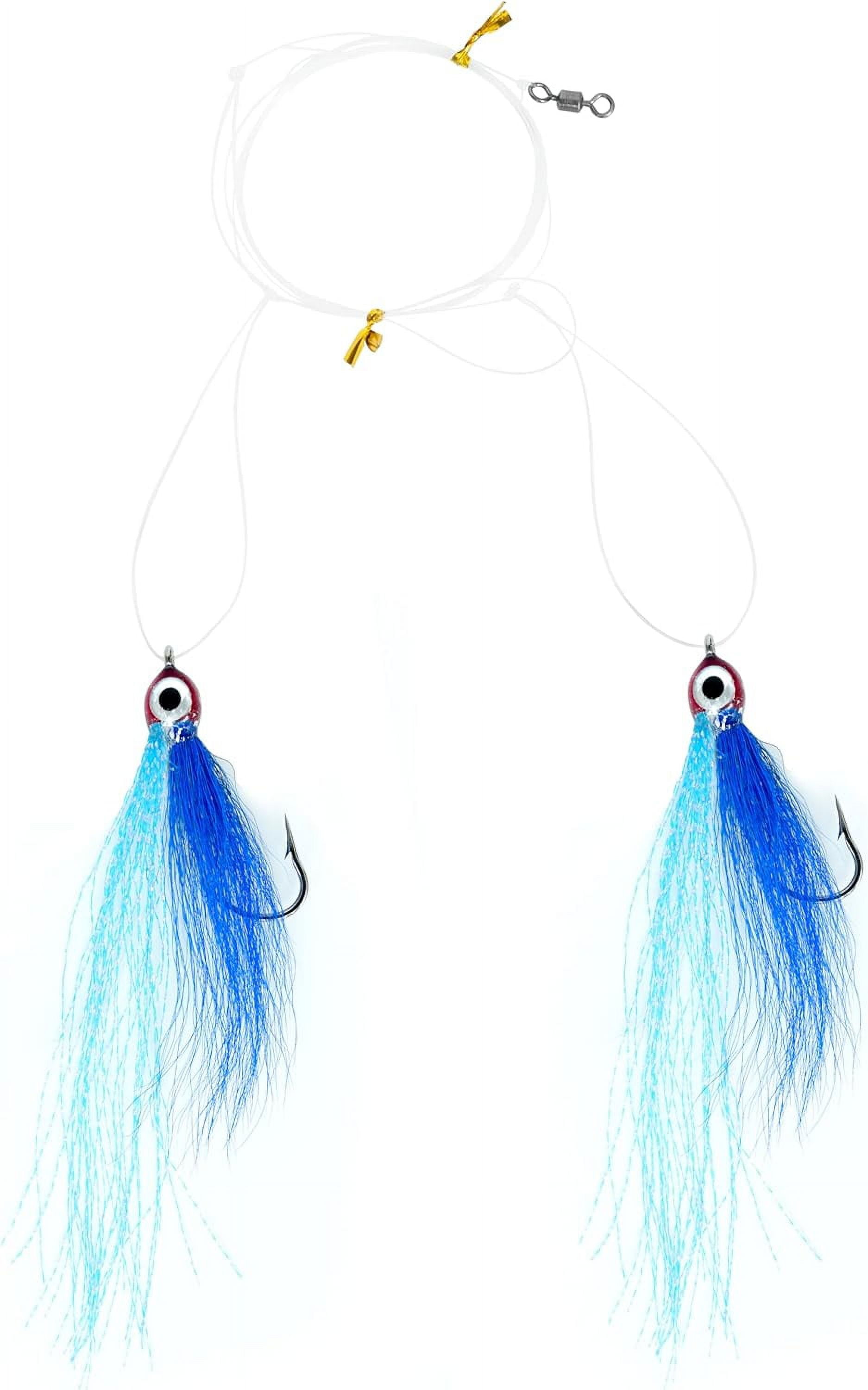 BLUEWING Fishing Rigs HI-LO Rig 3D Eyes with Sparkle Series Bucktail ...