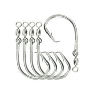 BLUEWING Bent Eye Offset Wide Gap Circle Hooks 10pcs Fishing Hooks High Carbon Steel Fishing ...