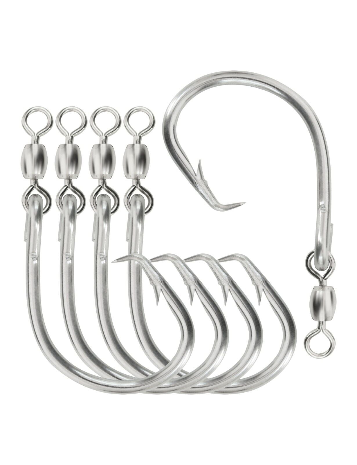BLUEWING Offset Circle Hook with Swivel 5pcs Stainless Steel Fishing ...